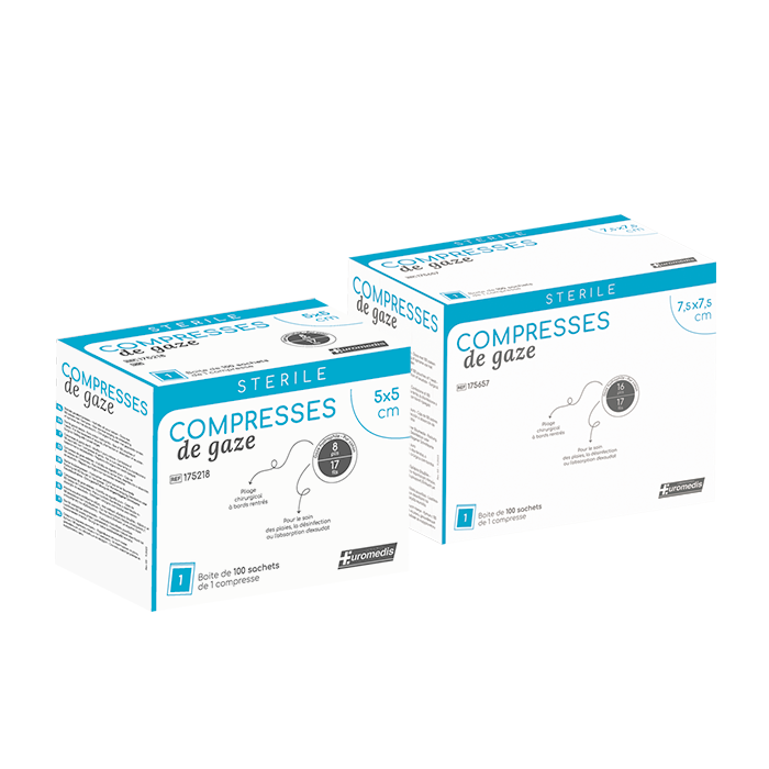 Compresses de gaze stériles(100 sachets individuels) – Medi Support