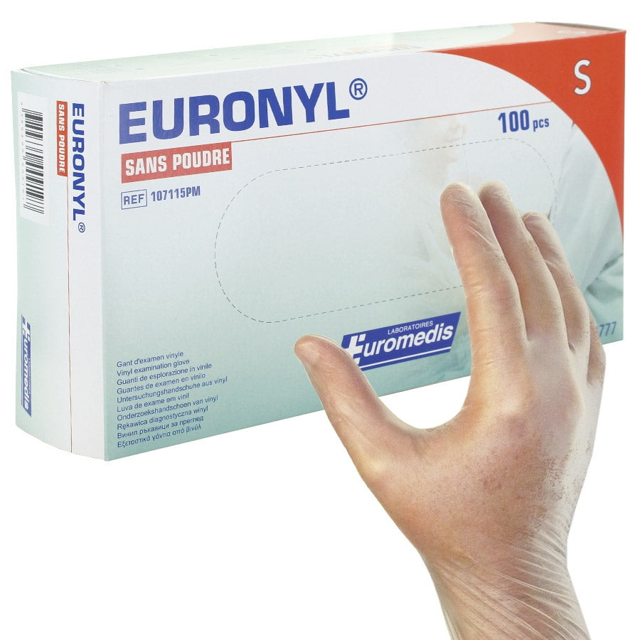 Gants en vinyle non-poudrés-Euronyl-Carton de 10 boîtes – Medi Support